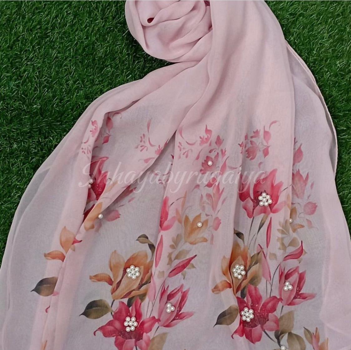 Digital Single Border Hijab 🧕 Luxury Georgette Hijab Stoles Scarves for ...