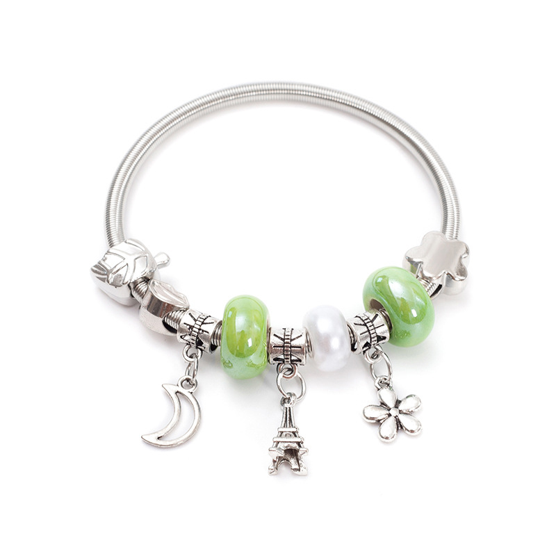 Fashion Simple Pandora Glazed Gem Beads Key Lock Love Hanging Bracelet ...