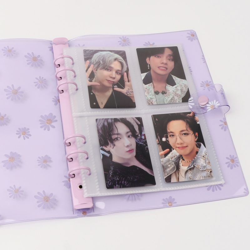 INS Daisy Transparent Purple A5 A6 Binder Album Cover 6 Holes Photo ...