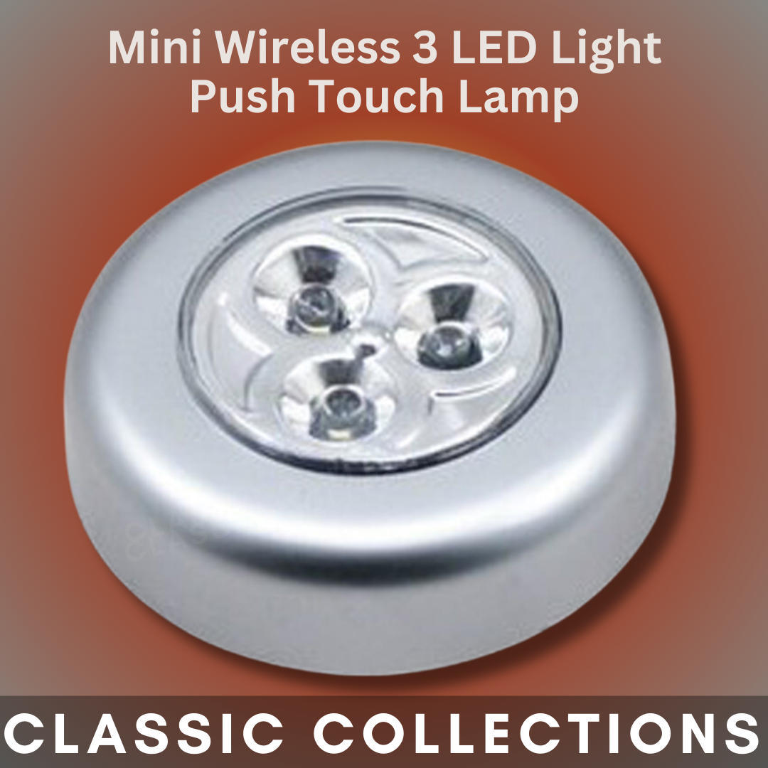 Mini Wireless 3 LED Light Push Touch Lamp Kitchen Cabinet Closet Night ...