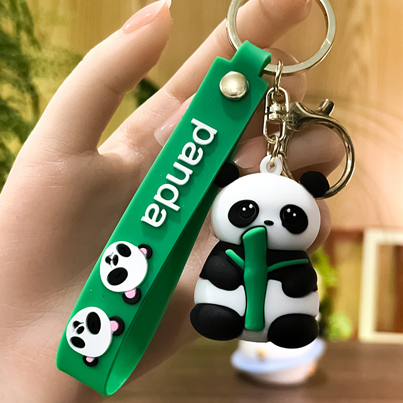Cute Cartoon Panda Keychain Silicone Animal Doll Pendant Keyring Bag ...