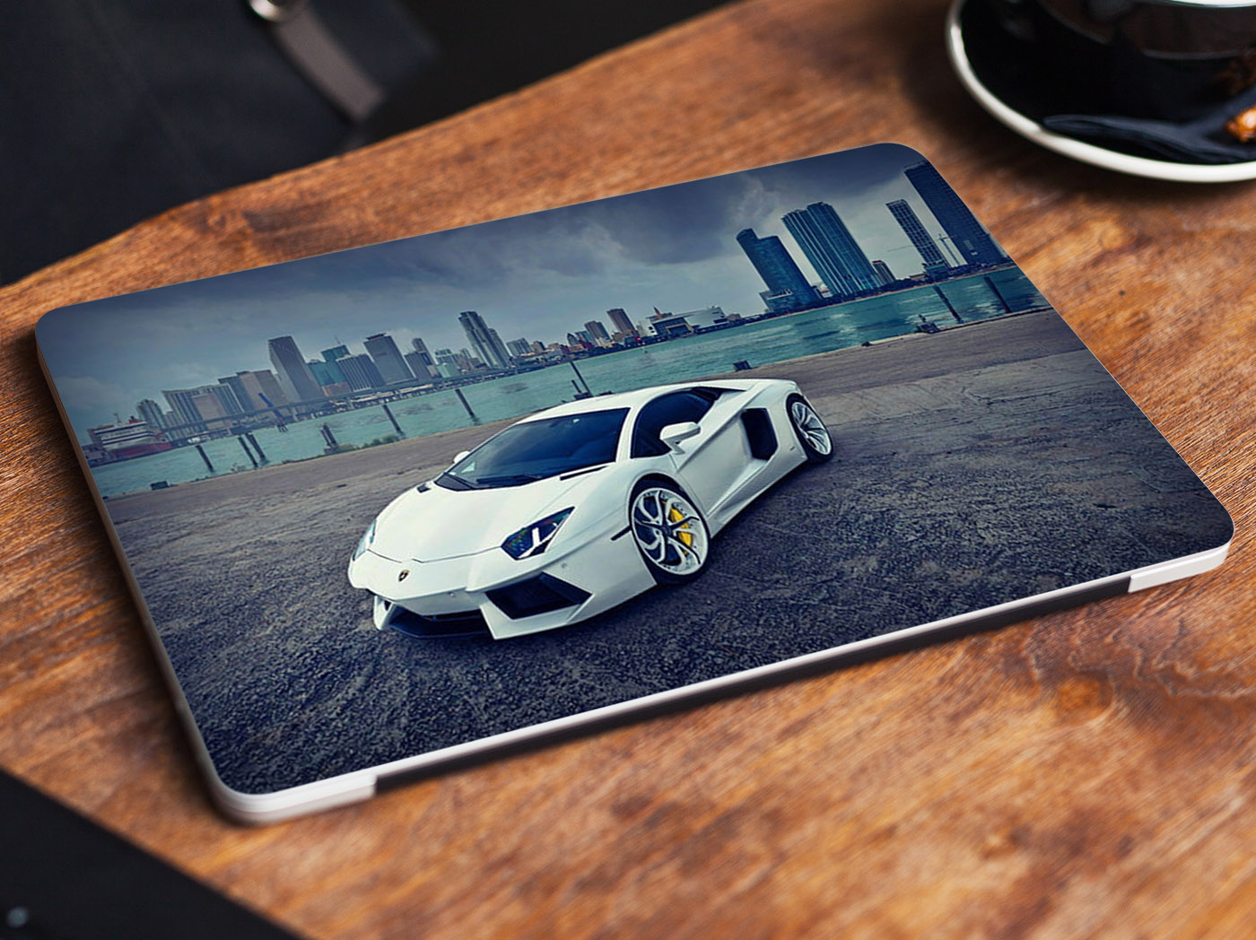 white sports car, Lamborghini Aventador Laptop Back Vinyl Skin Sticker ...