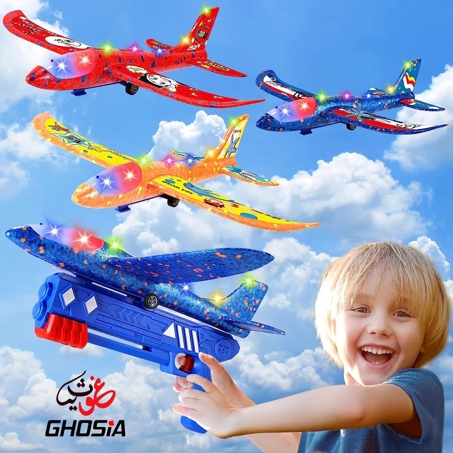 Airplane Launcher Toys, LED Foam Glider Catapult Plane Toy - 5981 ...
