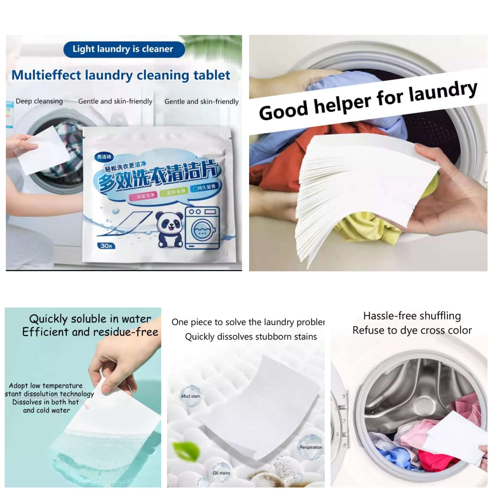 Pack of 1 (30 Sheets) Washing Machine Paper Sheet For Laundry Cleaning ...