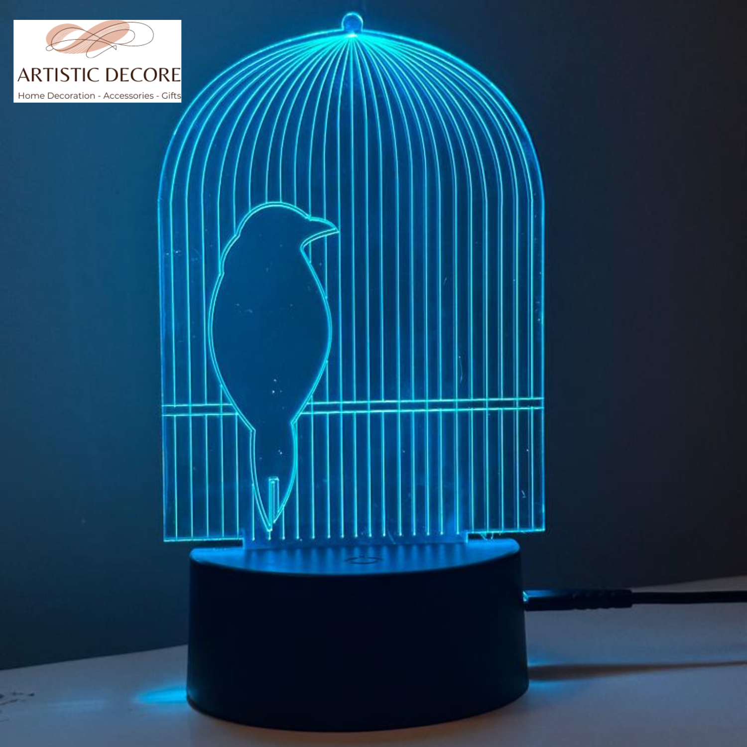 Bird Cage Led Lamp, 3d illusion Bird Cage Lamp | Daraz.pk