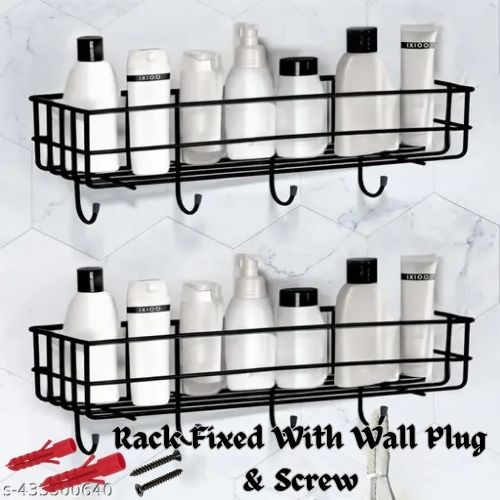 "Multipurpose Wall-Mounted Storage Rack - 1 Layer Metal Shelf with ...