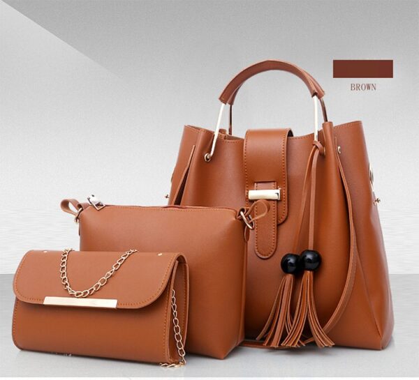 3 Pcs pu Leather Ladies Hand bags Shoulder Bags women bags School and ...