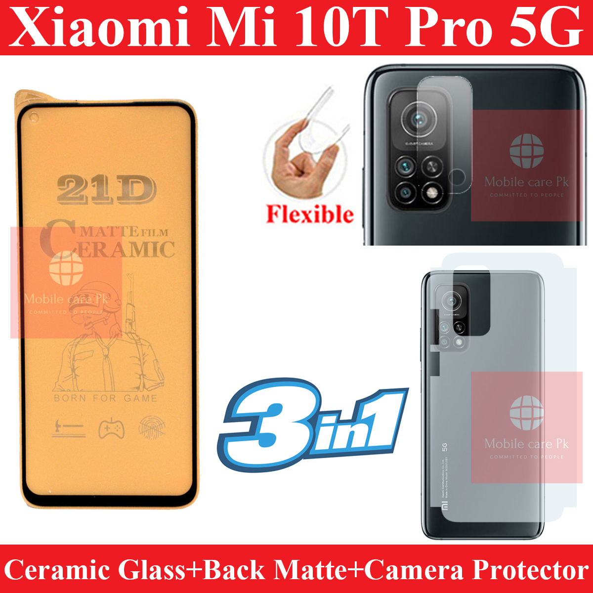 Xiaomi Mi 10T Pro 5G Matte Glass Protector Ceramic Glass + Back ...
