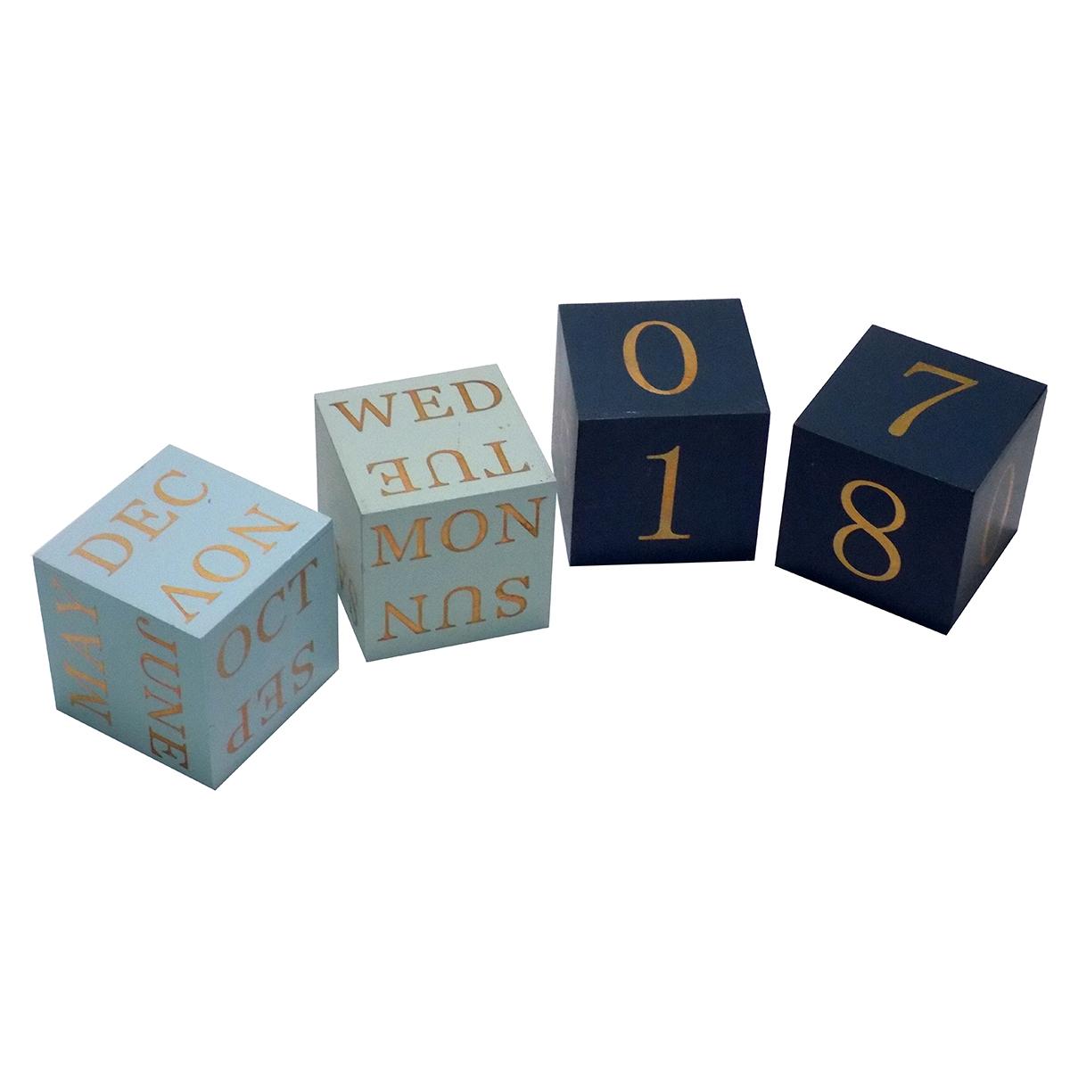 Table Calendar Block Vintage Perpetual Wooden Office and Home Desk ...