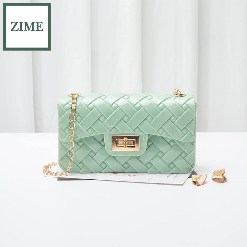 ZIME Xia Qiu Han woven lock chain jelly small square bag shoulder ...