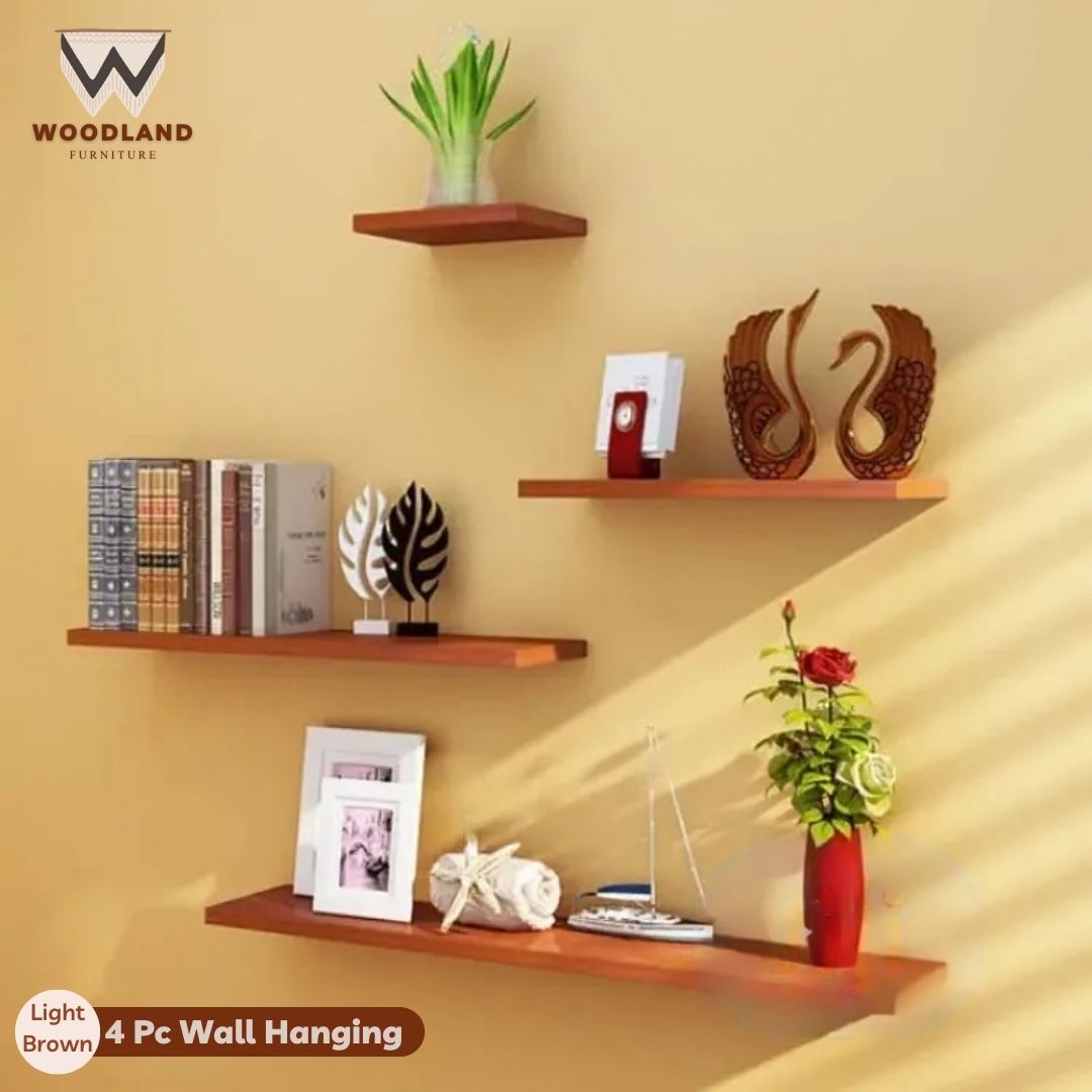 Wood Land Wall Mounted White & Black Floating Shelves, Book Storage Rack Shelf wooden shelves ...