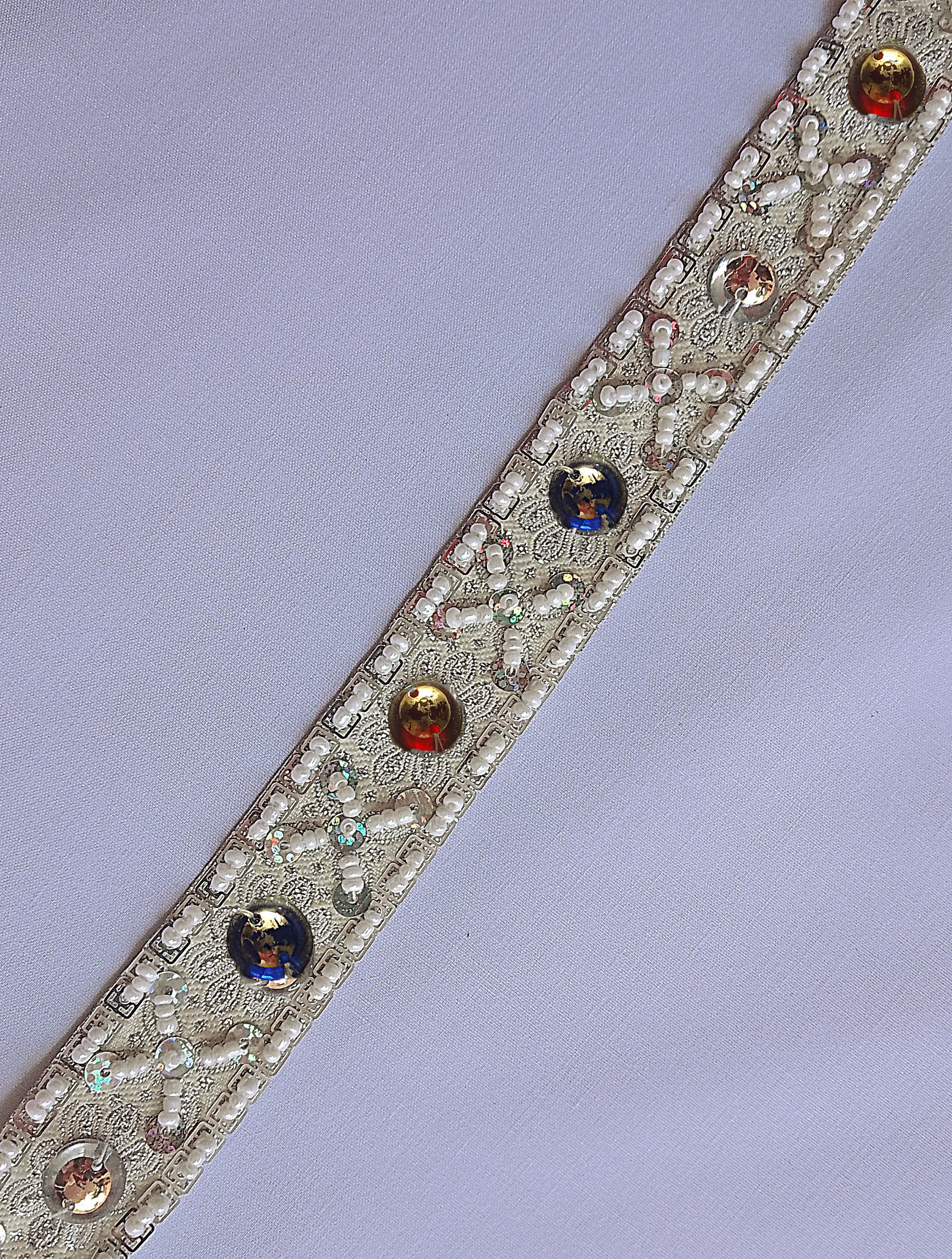 1 Yard/Gaz Fancy Sequin Sitara and Moti work attractive handmade Lace ...