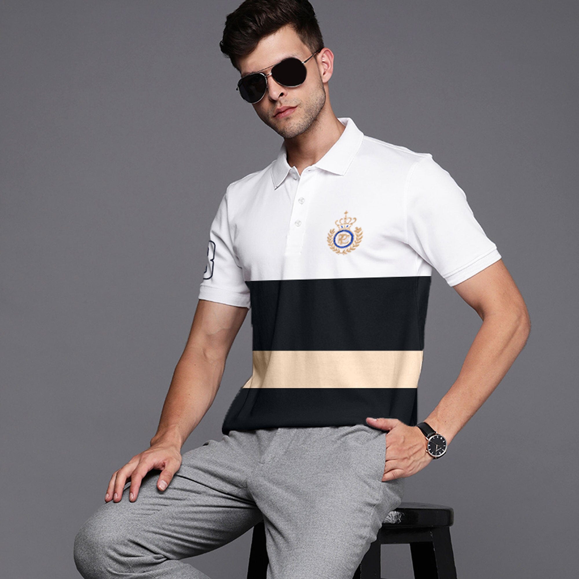 ELO - Polo Republica Men's PRC & 8 Embroidered Contrast Panels Style Polo Shirt For Men / TShirt ...