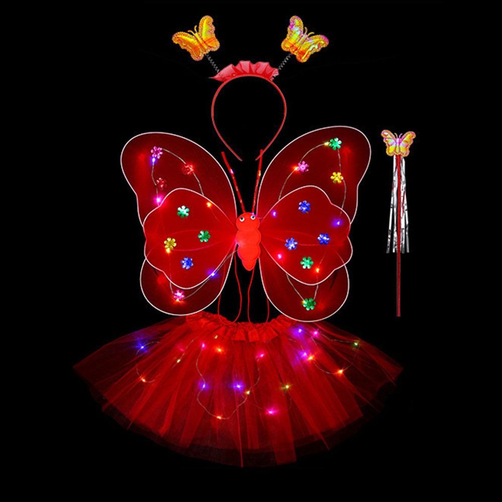 Fancy Dress Set Lights Suit Easter Valentines Day 2-8year Flashing Butterfly Skirt LED Children ...