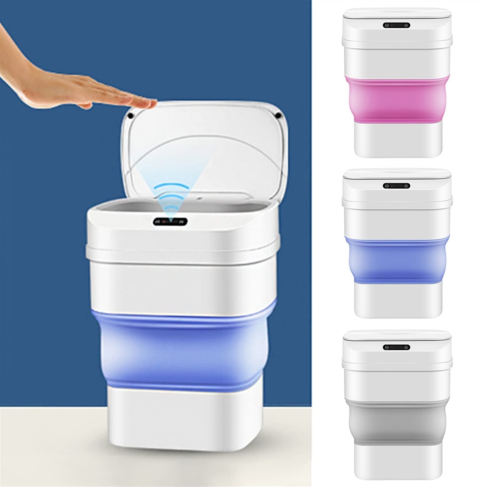 Smart Sensor Folding Trash Can Dustbin Focket Bathroom Trash Can ...