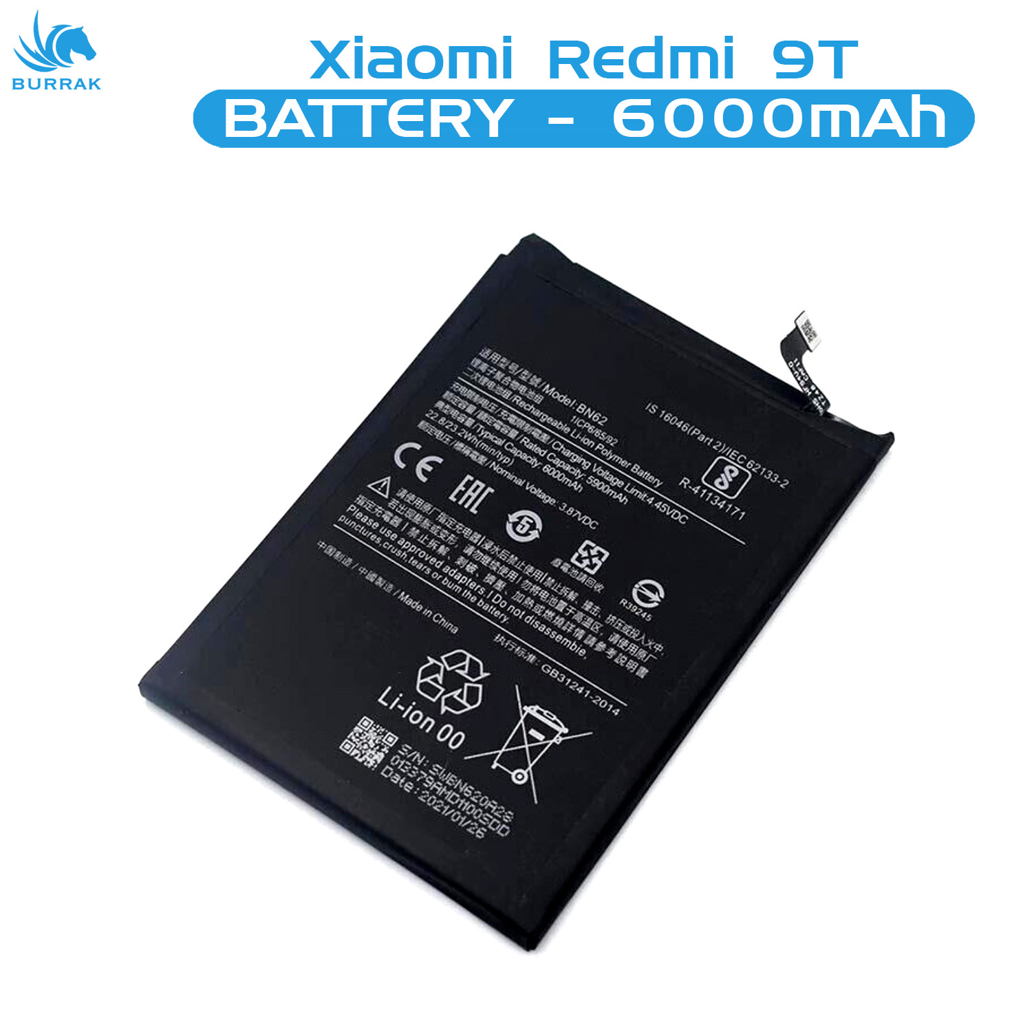 Xiaomi Redmi 9T Battery BM54 Replacement Premium Quality 6000mah ...
