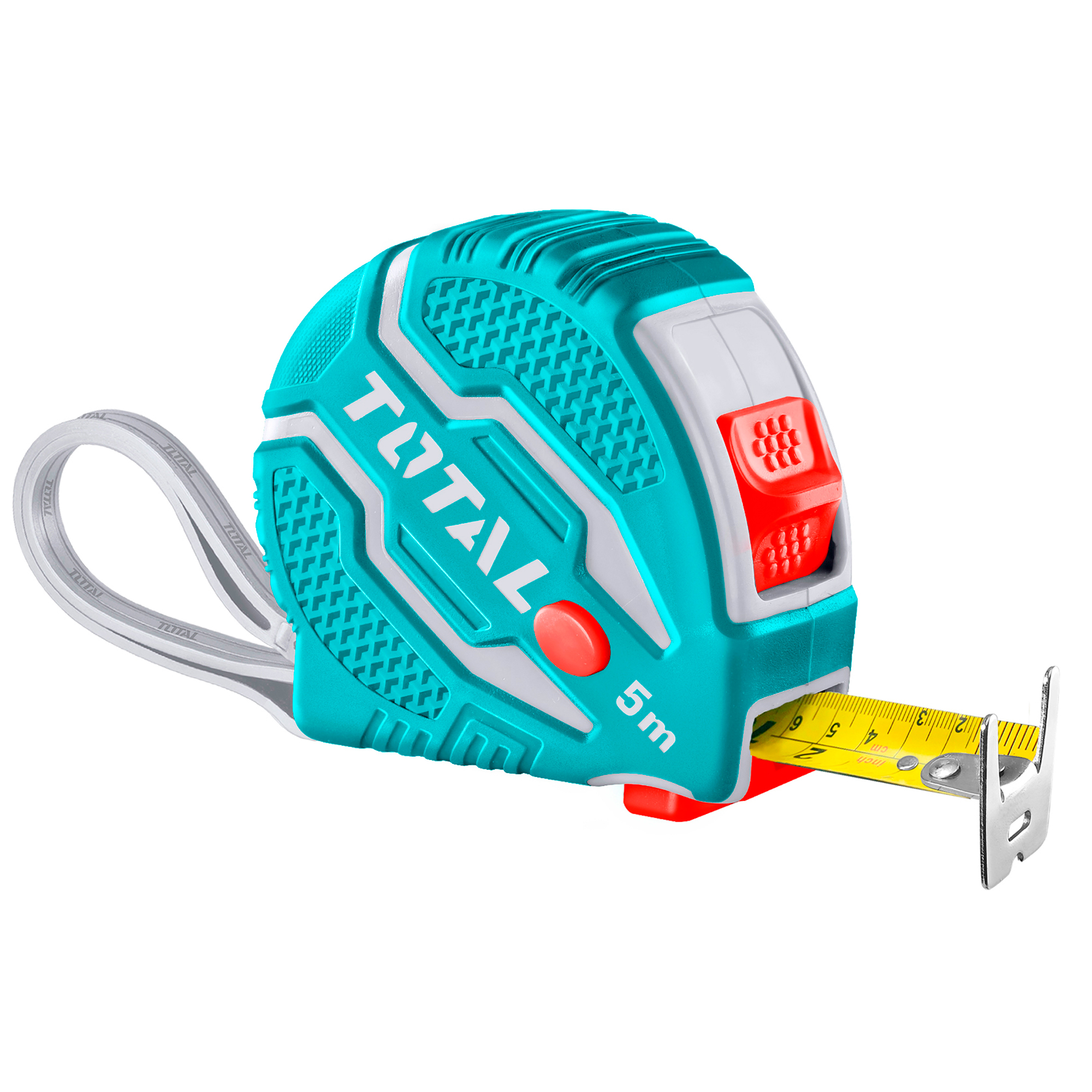 TOTAL Steel Measuring Tape with Metric and Inch, 3 Stop Button Function ...