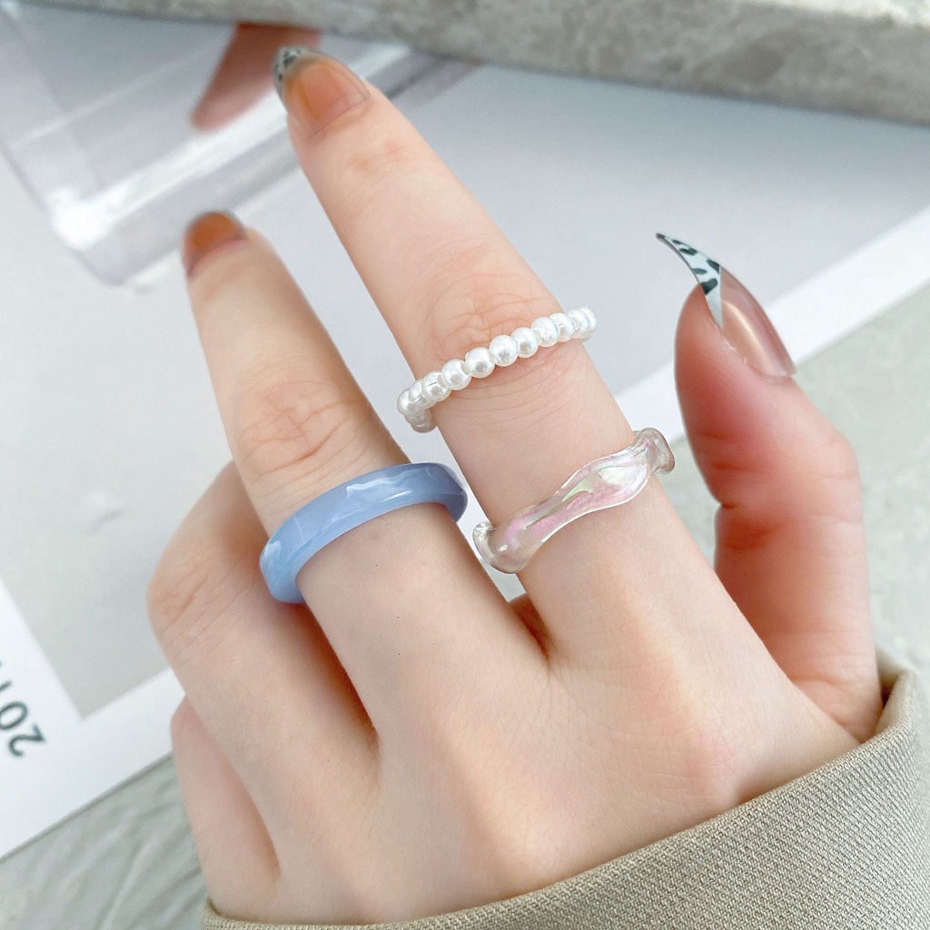 Enacolor 3Pcs Fashion Resin Acrylic Circle Ring | Daraz.pk
