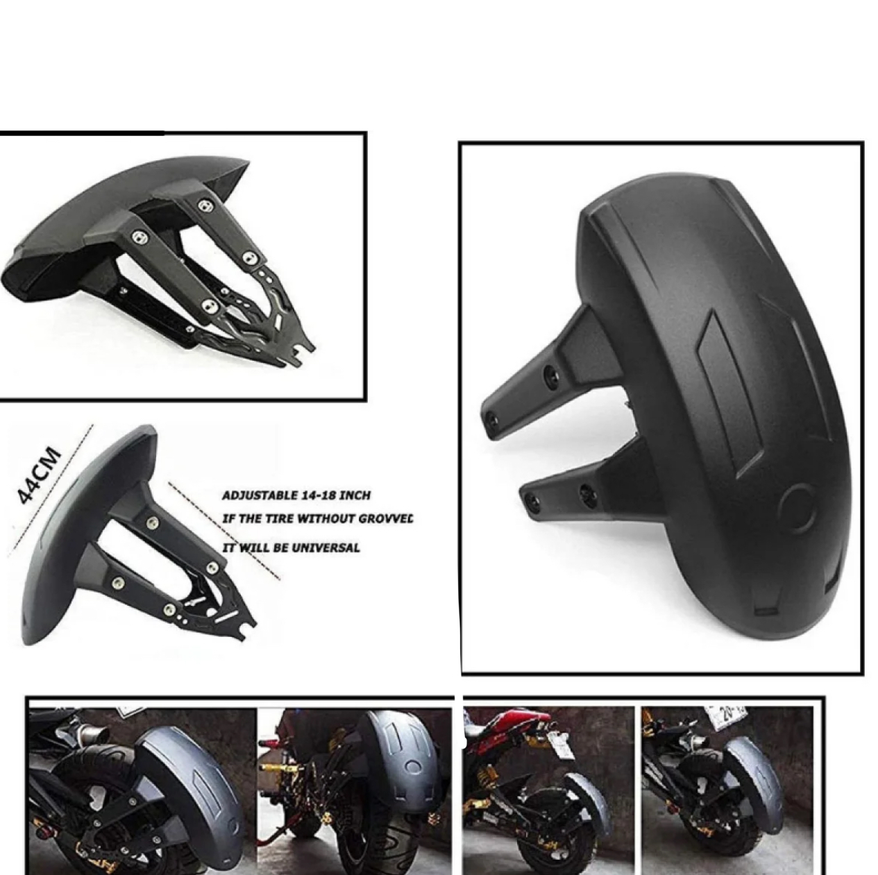 Universal ABS Splash Guard / Mud Guard Rear Fender With CNC Fitting For ...