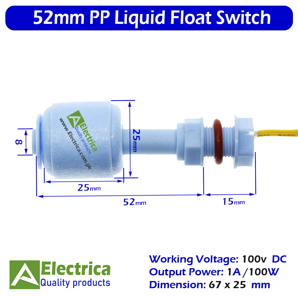 Liquid Level Float Switch Pool Tank 52mm Normally Open Vertical Mount Float Switch By Electrica ...