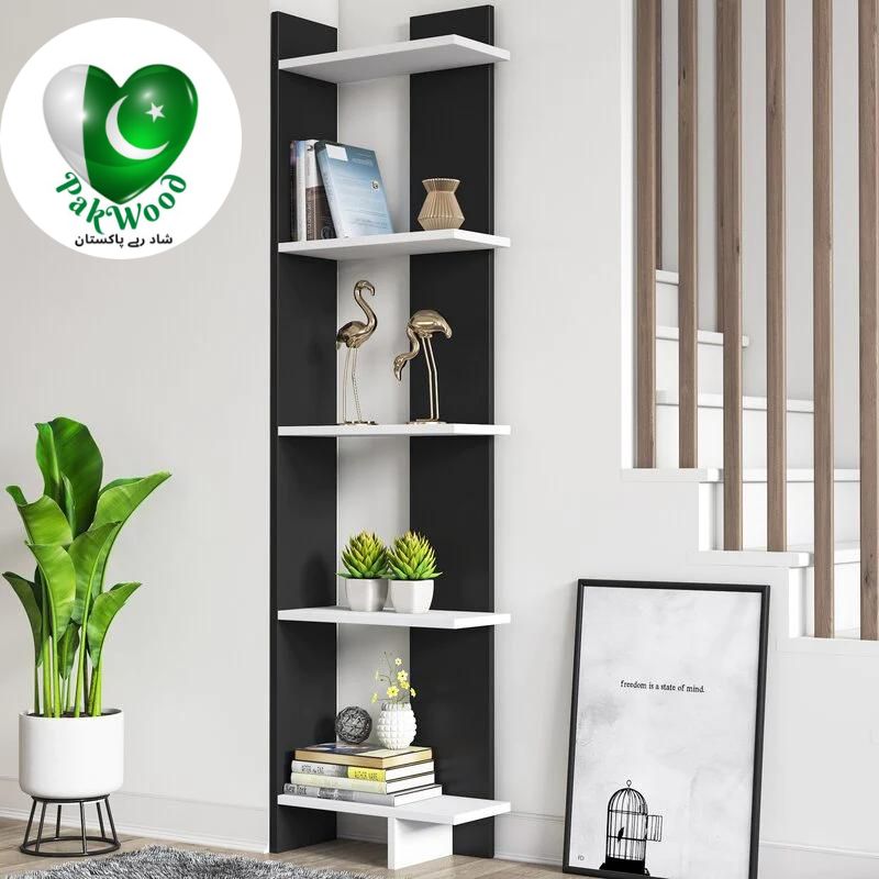 PAKWOOD 5-Shelf Modern Display Corner Unit Bookcase Bookshelf Shelving ...