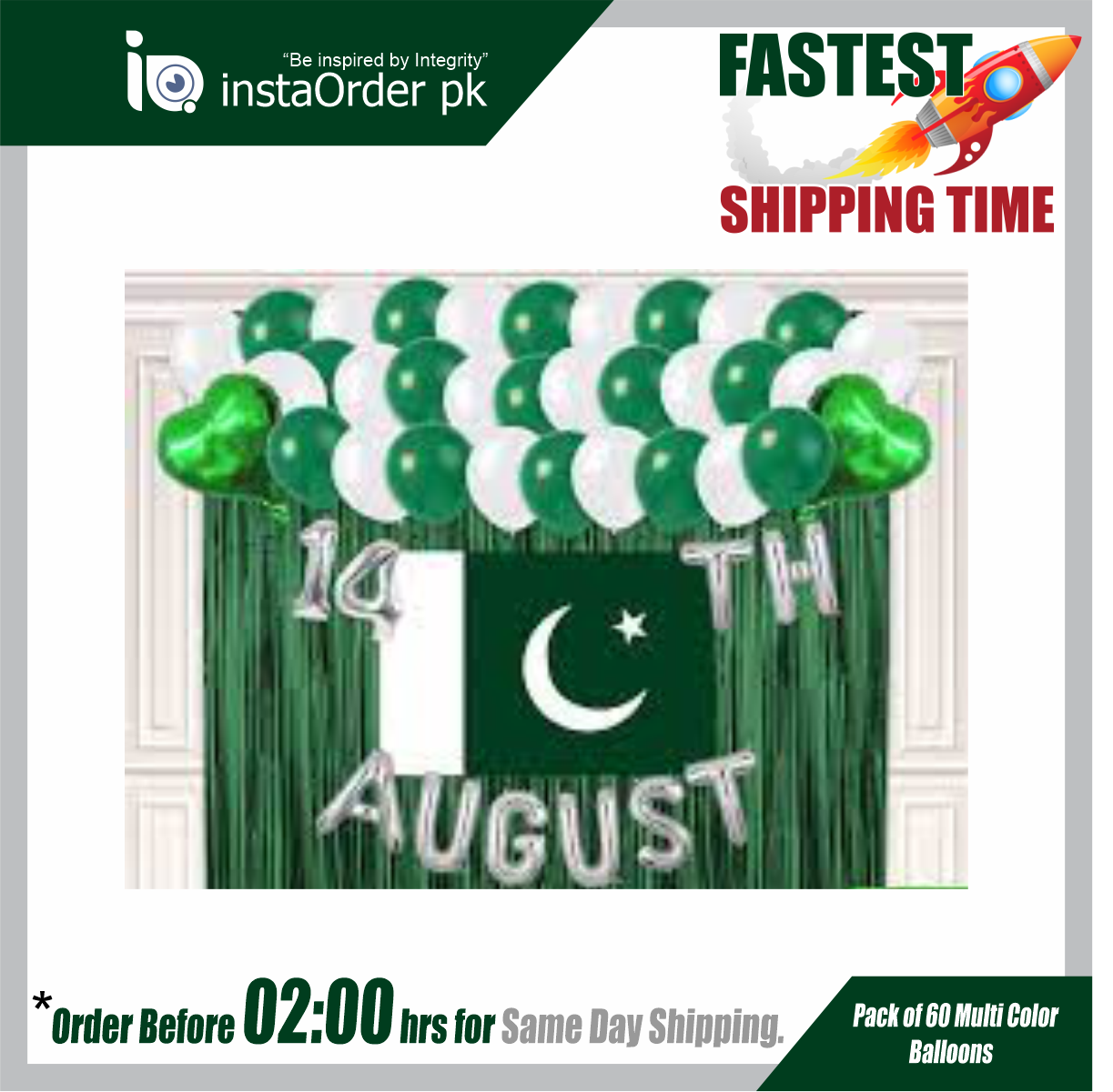 Instaorder - 60 Pack Balloons Latex | 30 Green & 30 White | 14 Inch ...