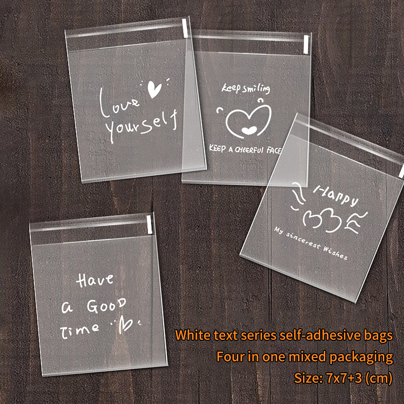 100Pcs Happy Clear Bags Self Adhesive Candy Cookie Bakery Bags Self ...
