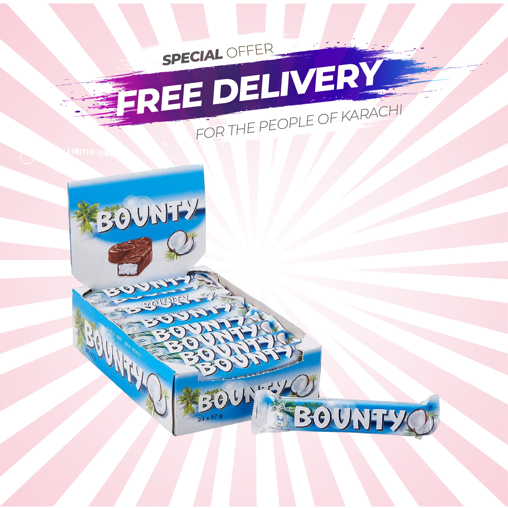 Bounty Chocolate Full Box 24 Pcs | Daraz.pk