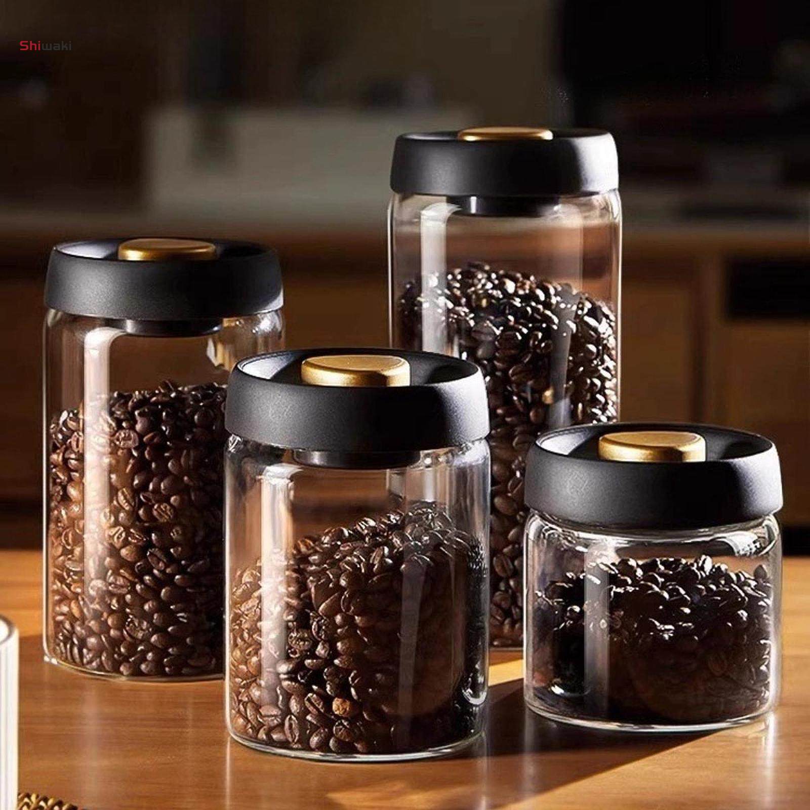 Coffee Bean Container Airtight Vacuum Canister for Sugar Tea Leaves ...