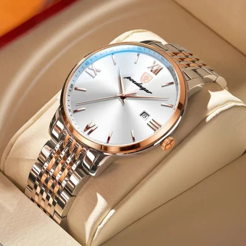 Stainless Steel Quartz Watch with Fashionable Calendar, Luminous Hands ...