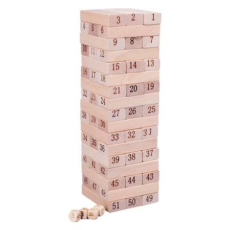 Wooden Jenga 54 Pcs Numbers With Dice | Daraz.pk