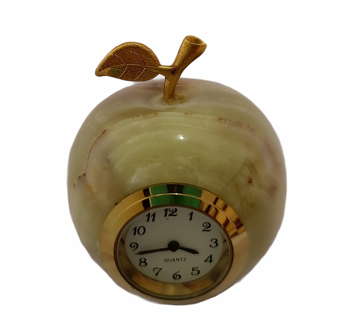 Marble Onyx Desktop Apple shape clock Pakistani souvenirs handcrafted ...