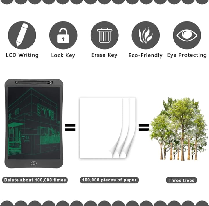 LCD Writng tablet electronic slate e writer DIGITAL MEMO PAD ERASABLE ...