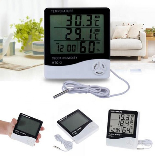 HTC-2 Digital LCD Thermometer Hygrometer Electronic Temperature ...