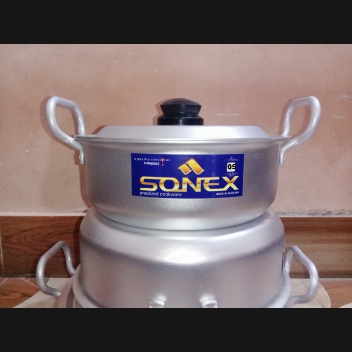 100% Orignal SONEX Cooking Flate karahi Pot - Anodize (Silver Steel ...