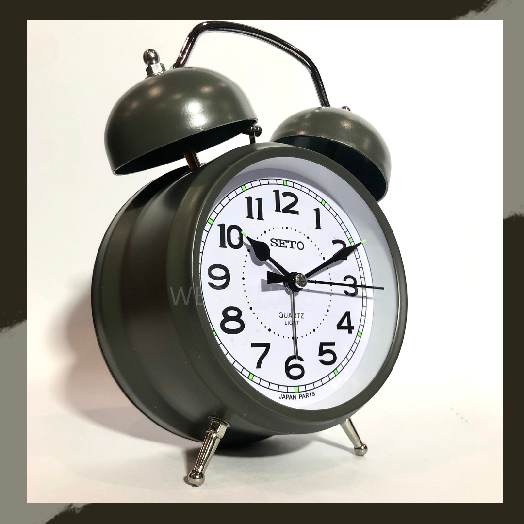 Loud Twin Bell Alarm Clock Battery Operated Silver Round Shape with ...