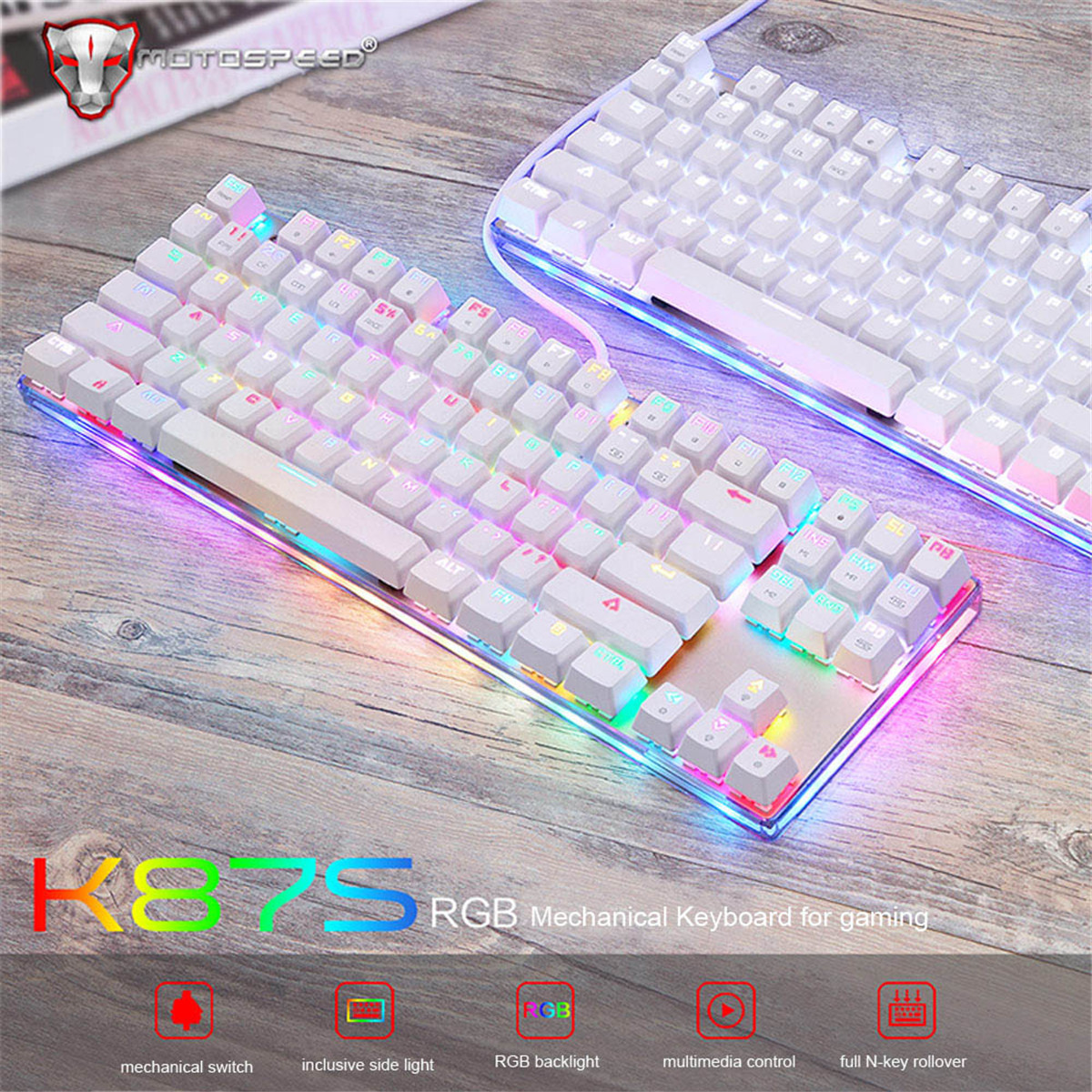 Motospeed K87S 87keys Blue Switch RGB Backlight Mechanical Gaming Wired ...