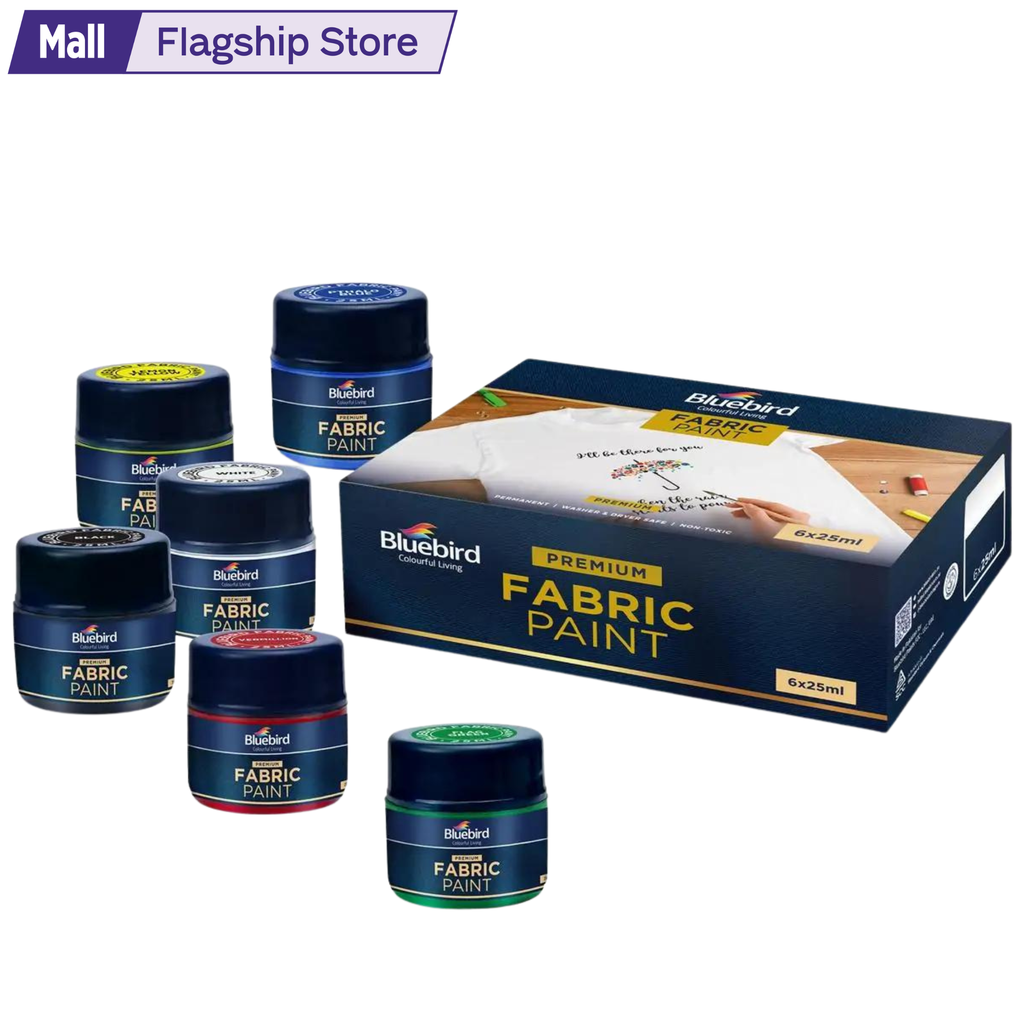 Bluebird Fabric Paints 25 ML x 6 (Set of 6) - Primary Colors ...