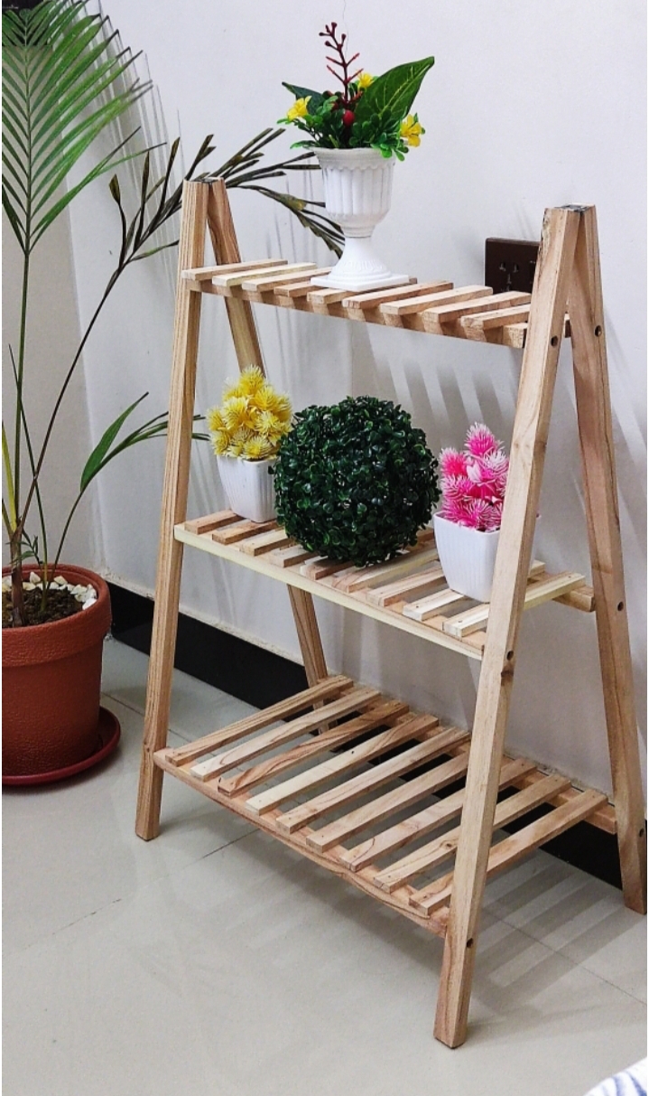 2 and 3 Shelf Ladder Plant Stand, Foldable Flower Pot Display Shelf for ...