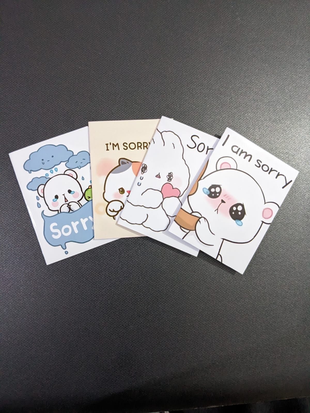APOLOGY or SORRY Mini cards of size 5cm x 7cm- Pack of 4 mini cards ...