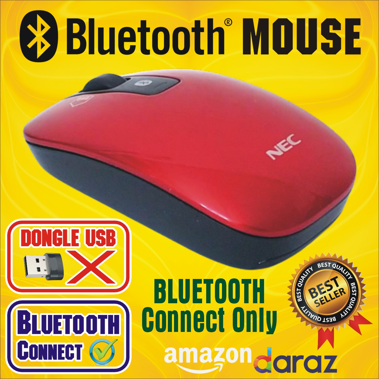 NEC Genuine Lot Stock Bluetooth Wireless Mouse Red MT-1626 Branded ...