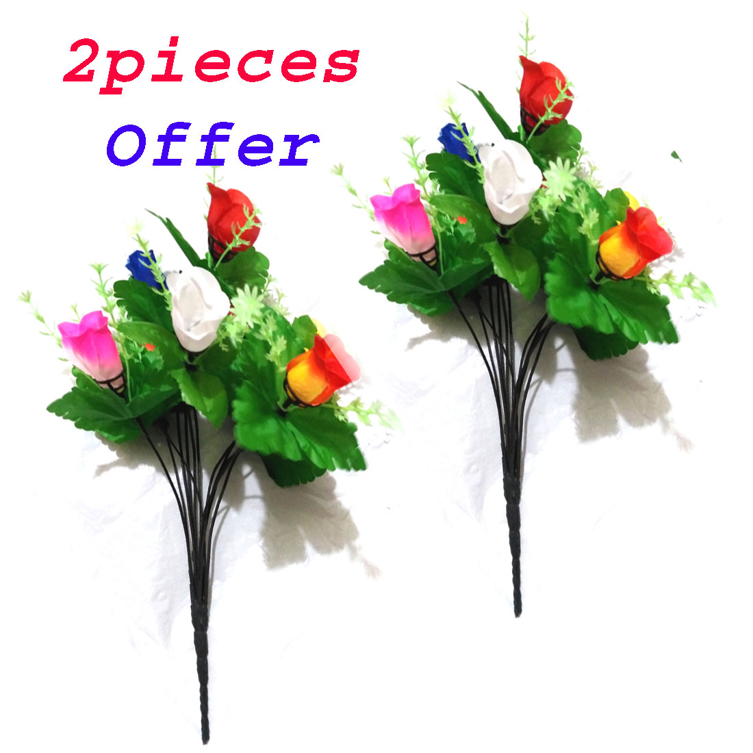 Pack of 2 Artificial Multicolor Rose Kali Flowers Bunch-12 Multicolor ...