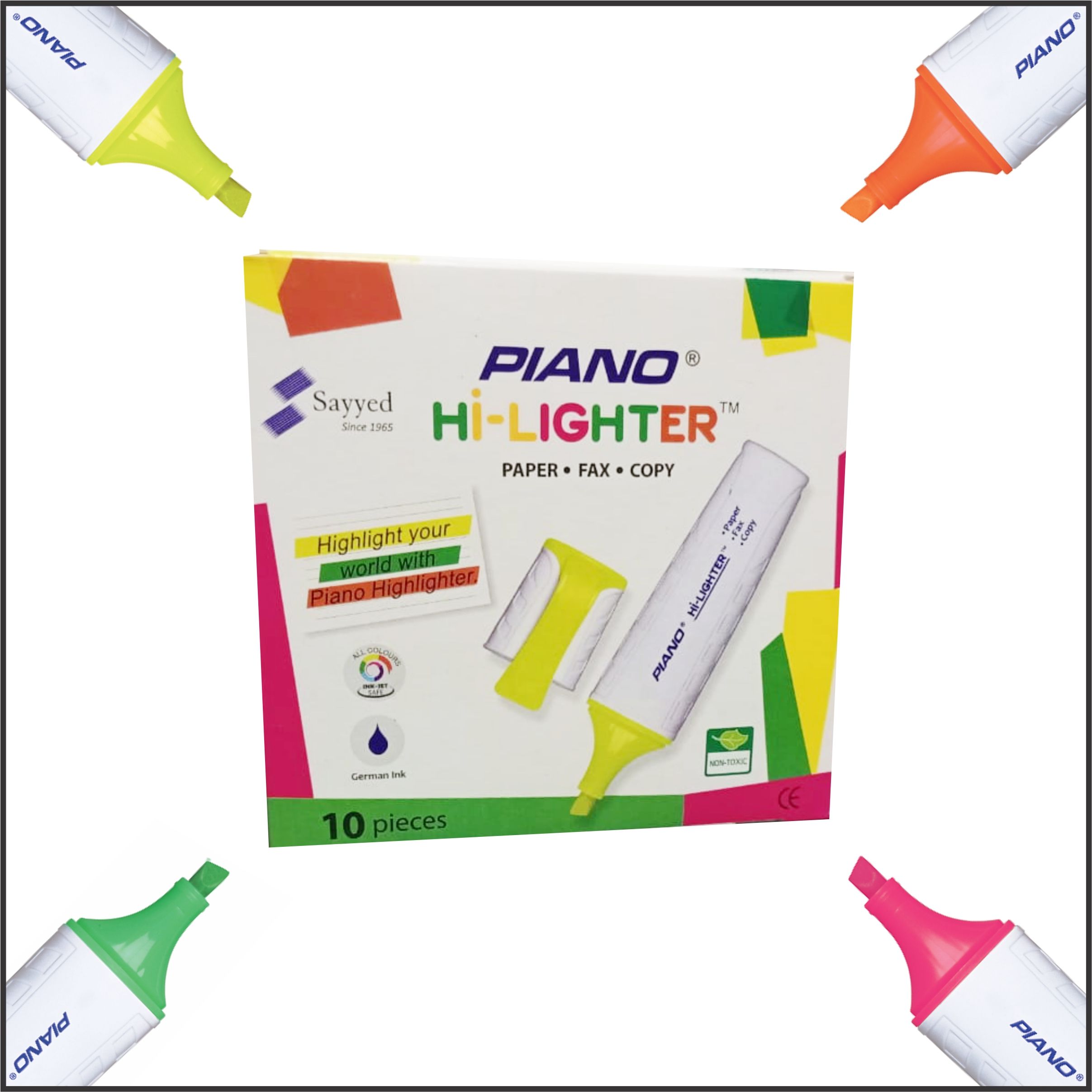 Piano HighLighter High Glow Marker - Pack of 10 Pcs | Daraz.pk