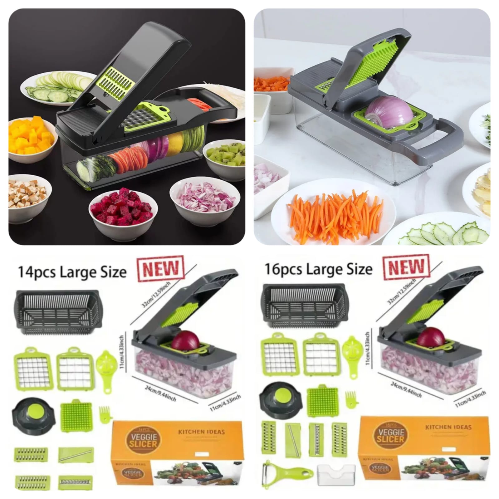 Vegetable Cutter (14in1) & (16in1) Nicer Dicer Plus 14-in-1 Vegetable ...