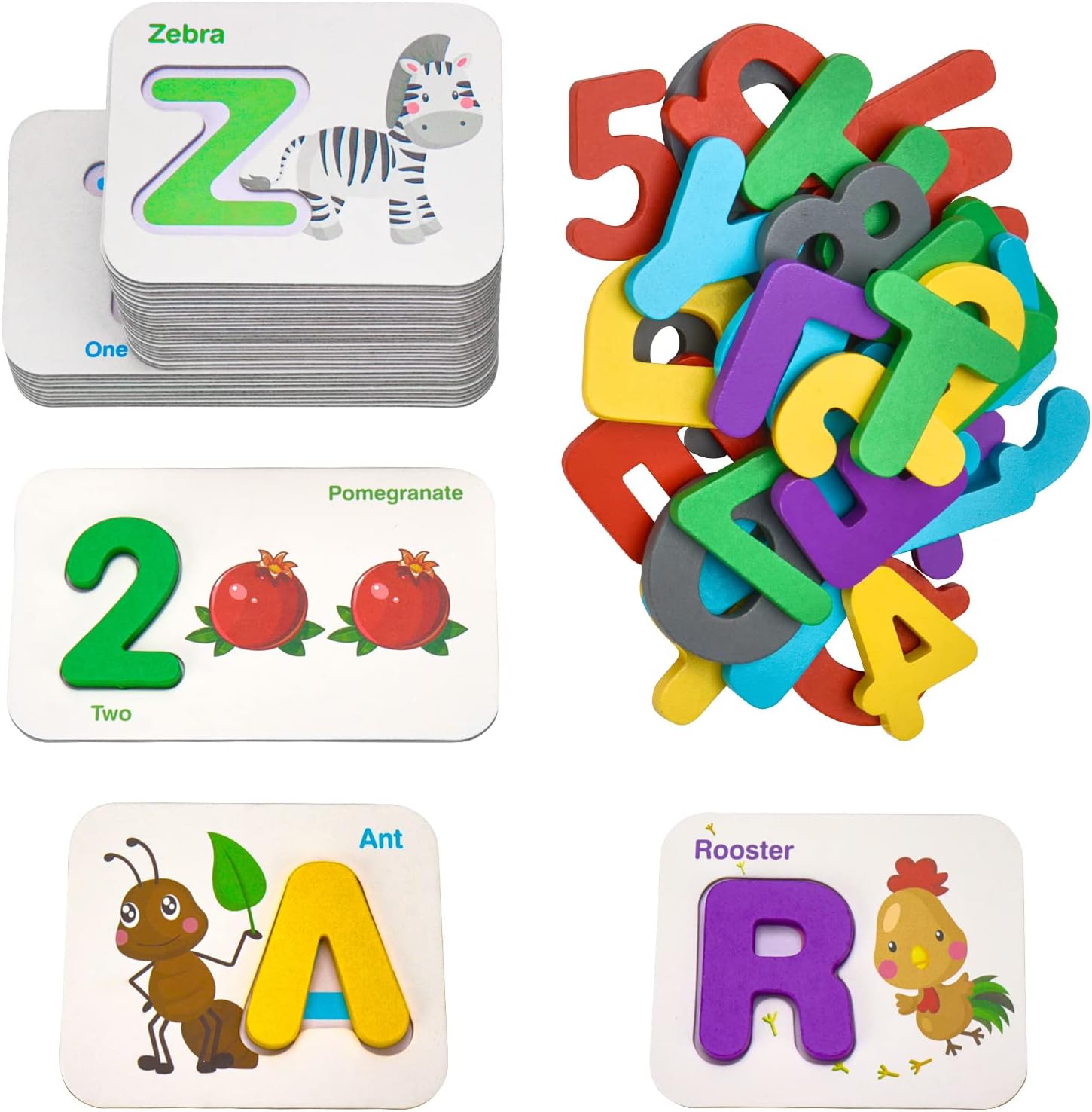 Imported Brand Number and Alphabet Flash Cards Set for Kids, ABC Wooden ...