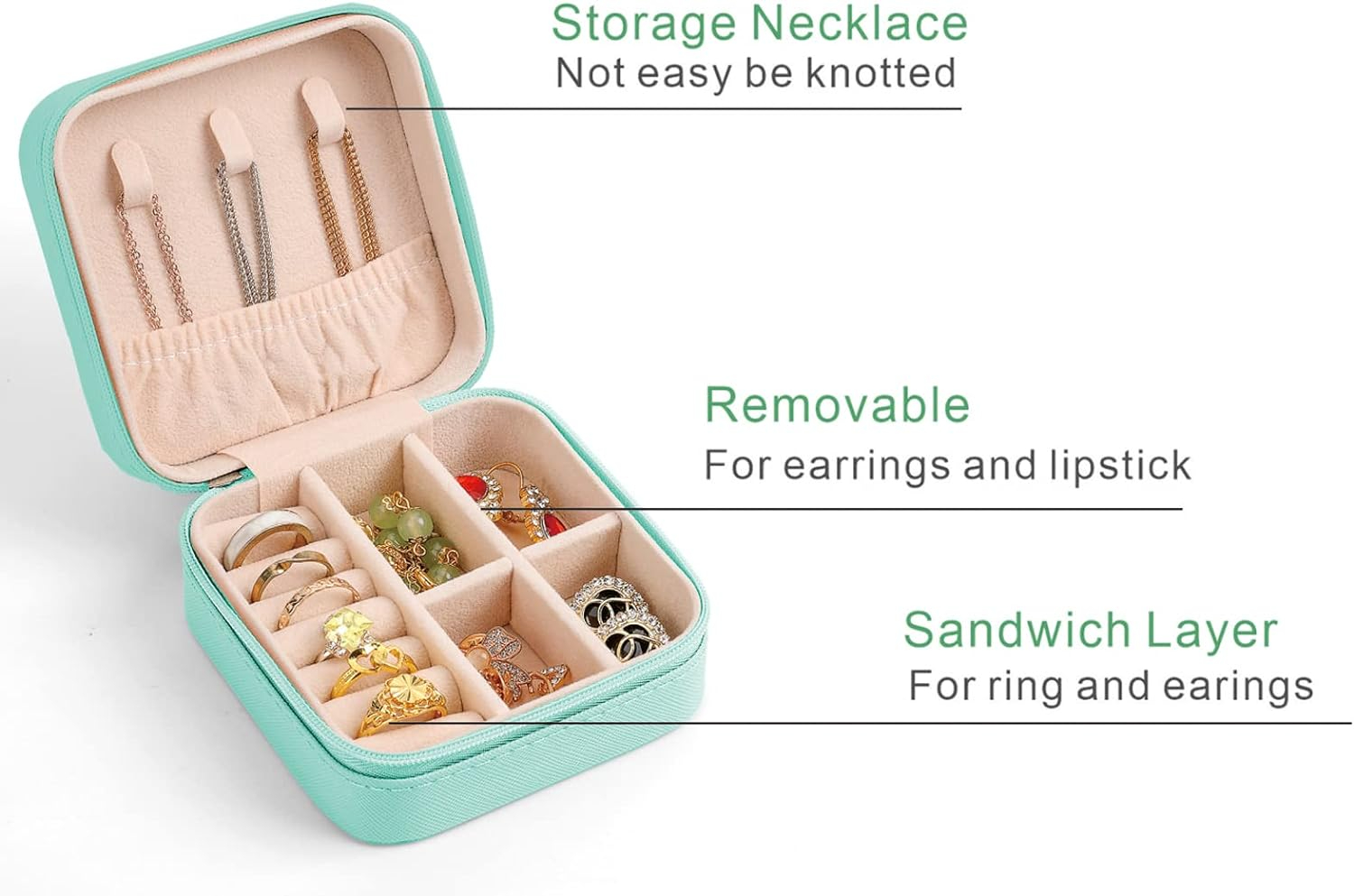 WANTER Jewelry Box, Mini Portable Jewelry Organizer Box, Ear Rings ...