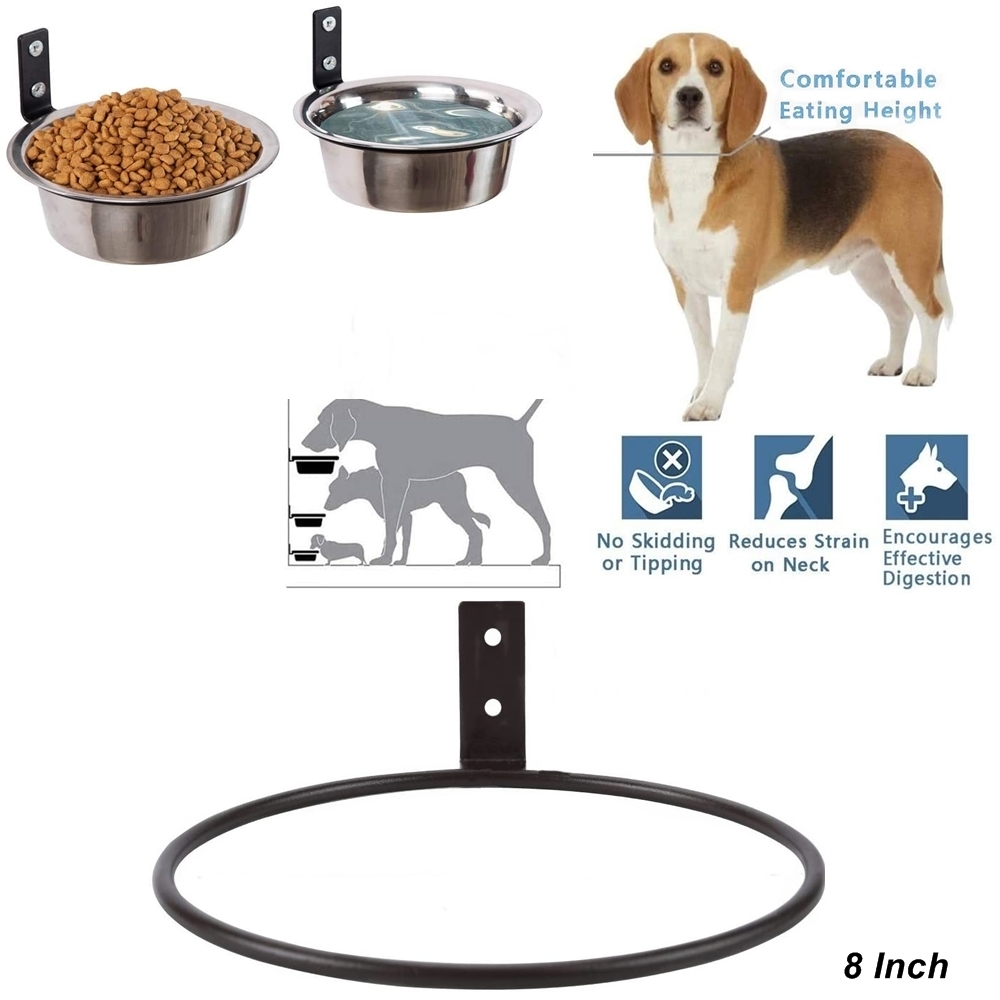 8 inch heavy Duty wall mount Dog Cat Pet Water Food Feeding Bowl Ring ...