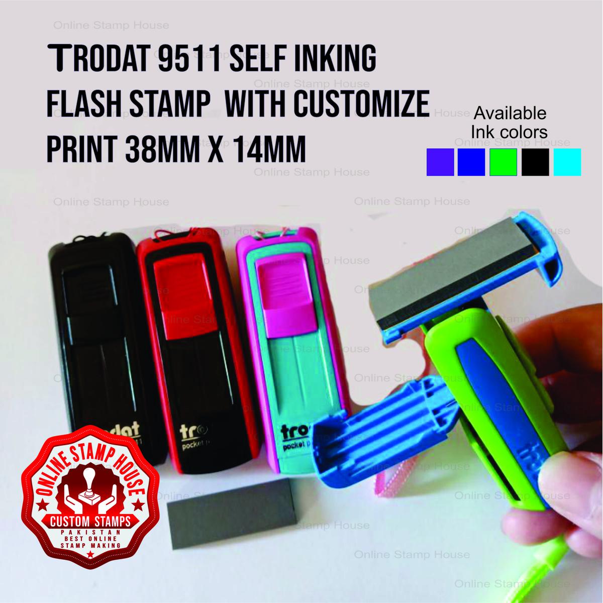 Trodat 9511 Self Inking Pocket Flash stamp printy with customize print ...