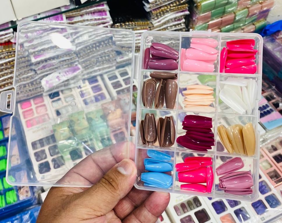 576pcs Box Colorful Artificial Fake Nails Acrylic Full Cover Nail Tips ...