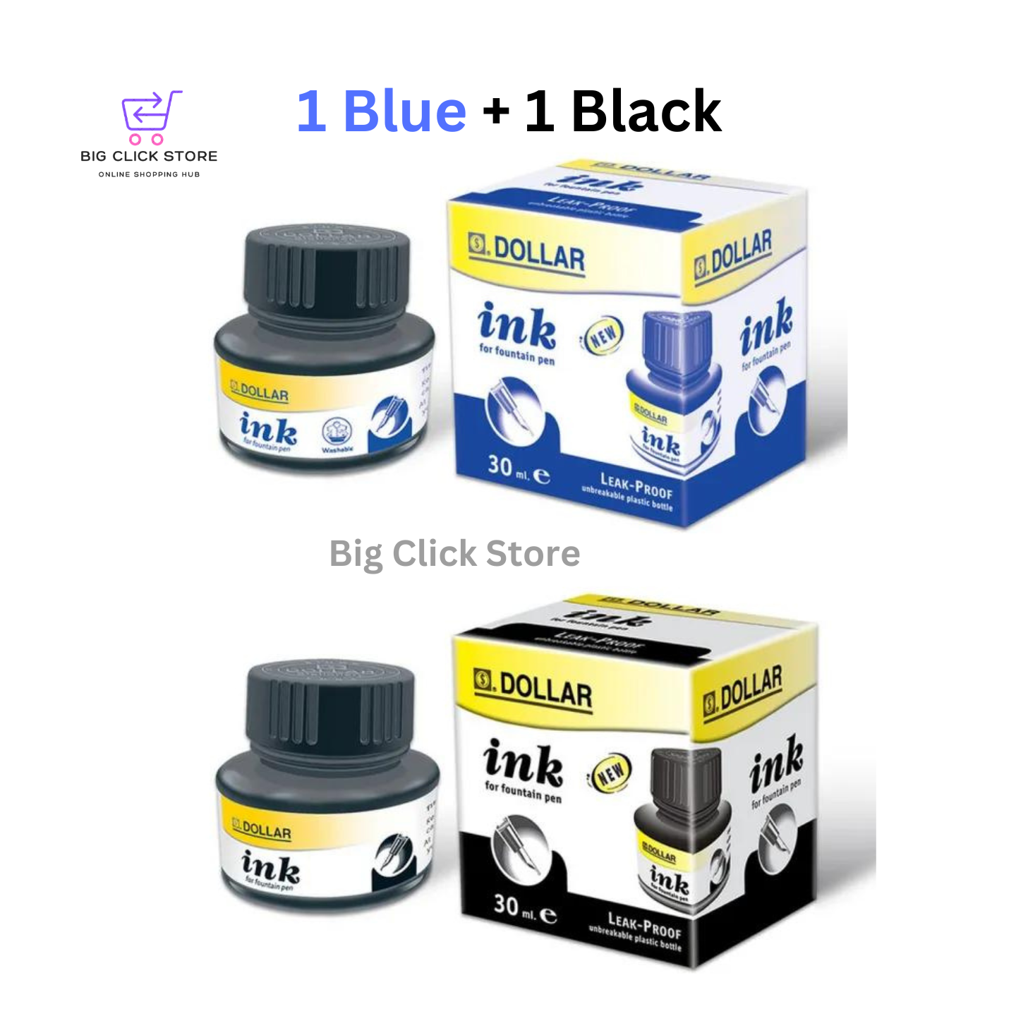 Dollar Fountain Pen Ink (30ml) - Ink Pot - Available in Blue & Black ...